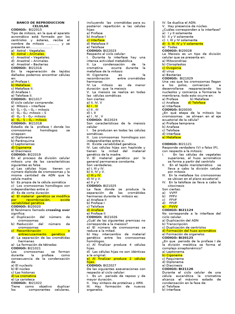 Tema 5a Banco de Reproducción Celular | PDF | Mitosis | Mitosis