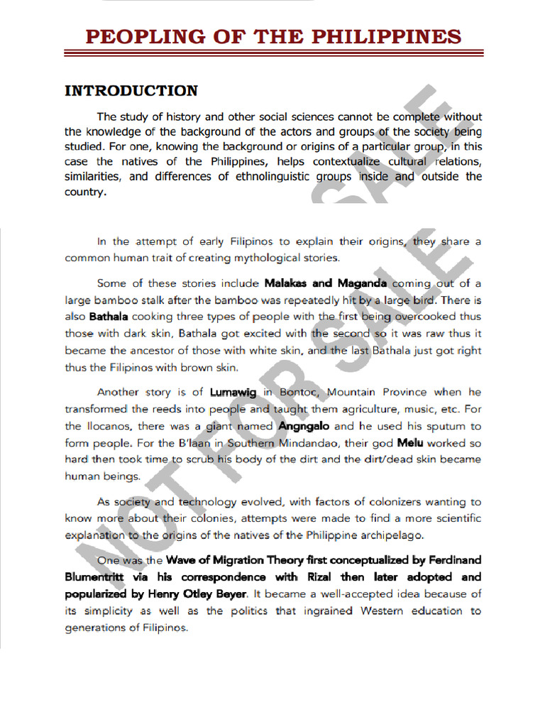 Excerpts - Module On Philippine Peopling | PDF
