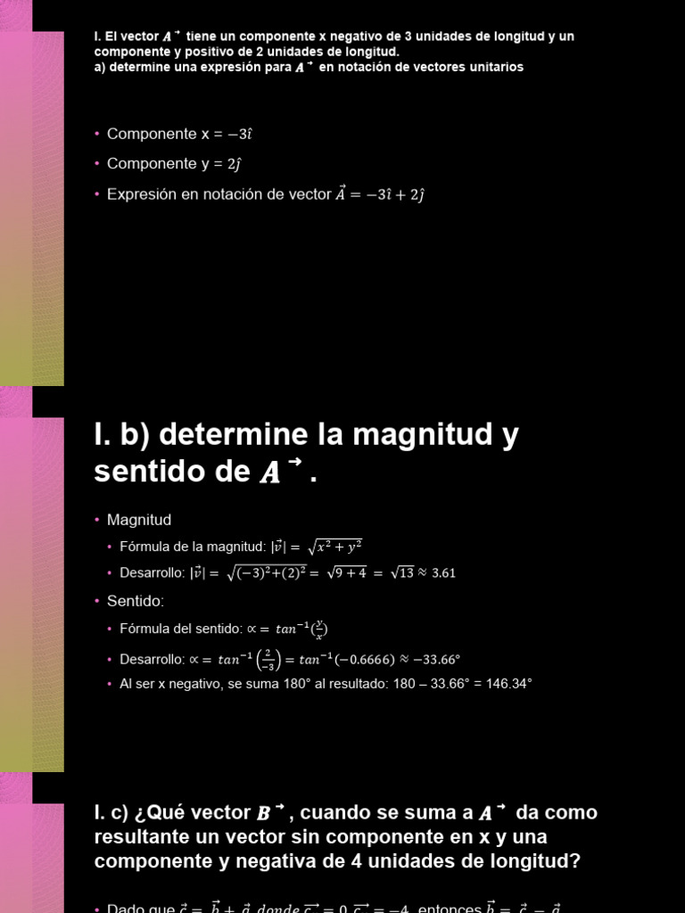 Componente X Componente y Expresión en Notación de Vector | PDF