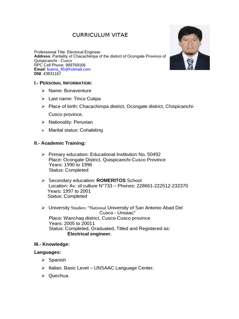 CV Electrical Engineer | PDF