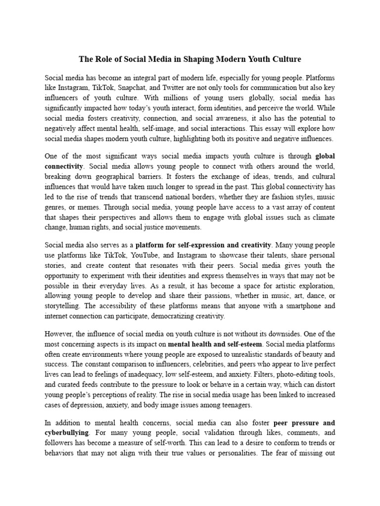 Social Media's Impact on Youth Culture | PDF | Social Media | Popular ...