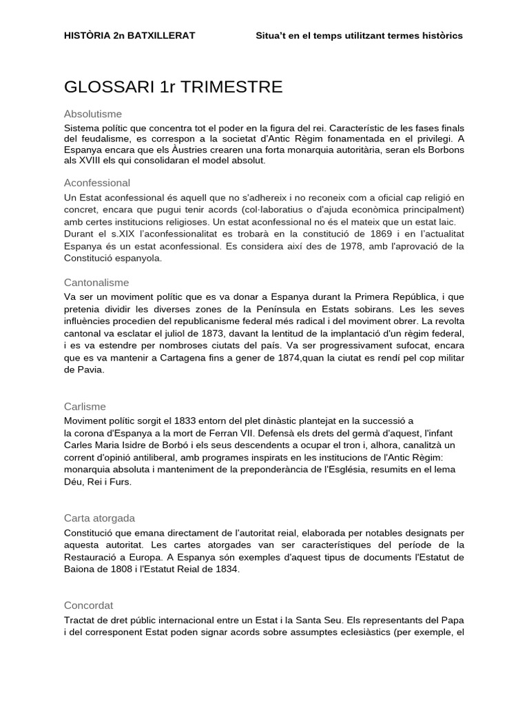 GLOSSARI 1r TRIMESTRE | PDF