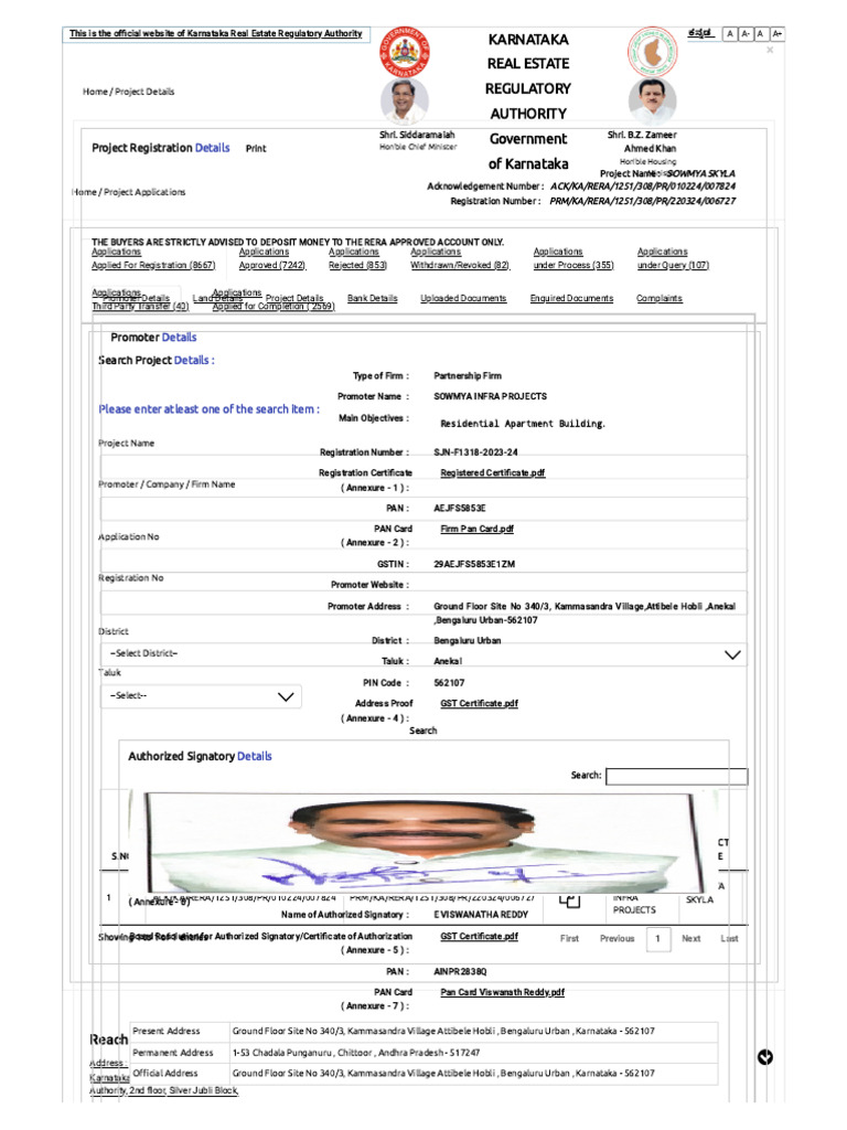 Sowmya Skyla Rera Approval | PDF