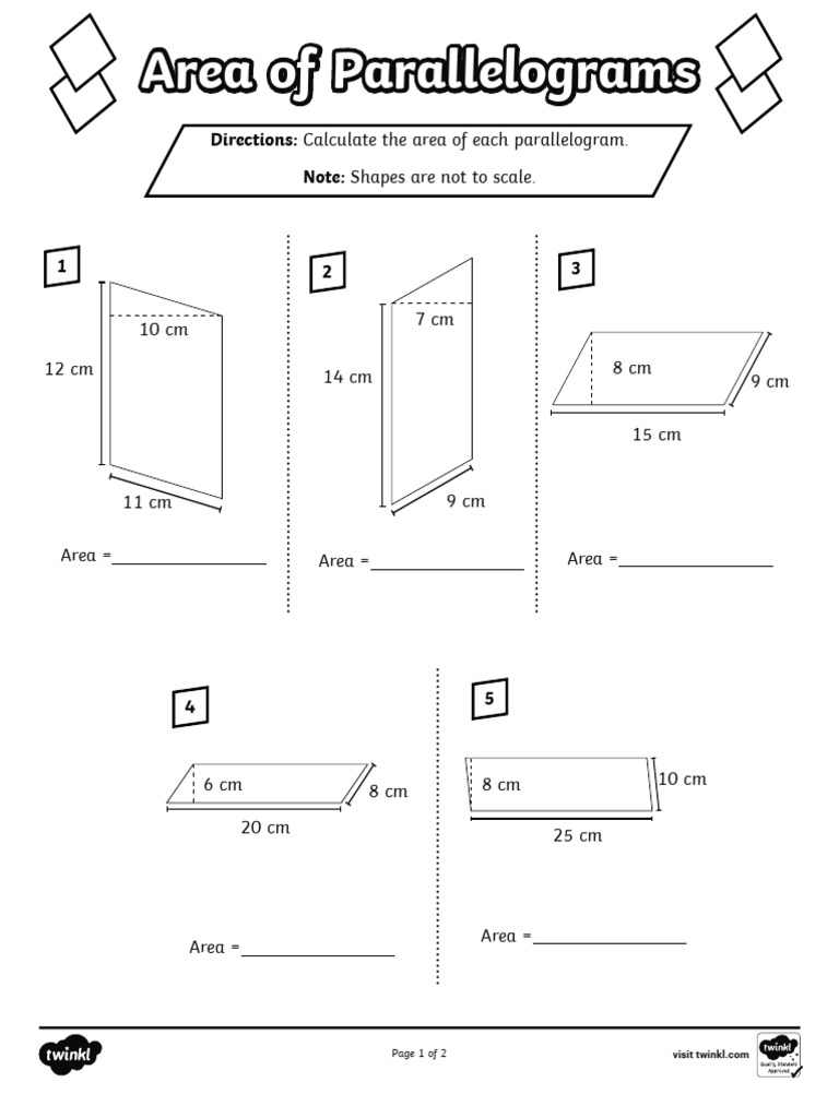 6th Grade Parallelogram Area Worksheet | PDF | Area | Quantity