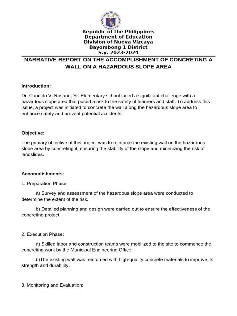 Slope Narrative Report 23 | PDF | Risk | Safety