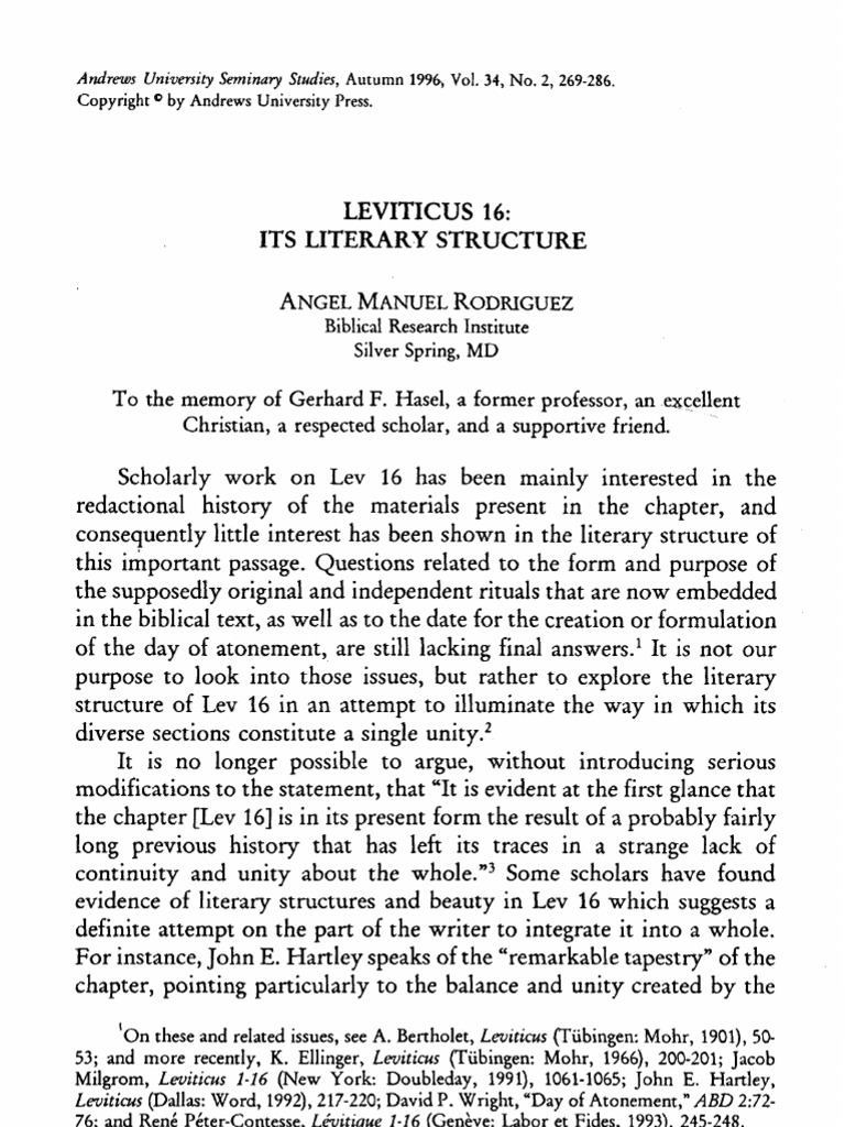 Structure of Leviticus 16 - Angel Rodriguez1996!2!10 | PDF | Book Of ...