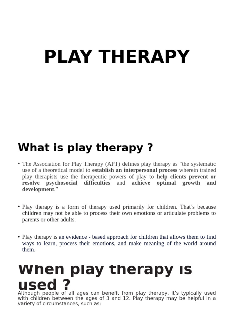 Play therapy | PDF | Play Therapy | Psychotherapy