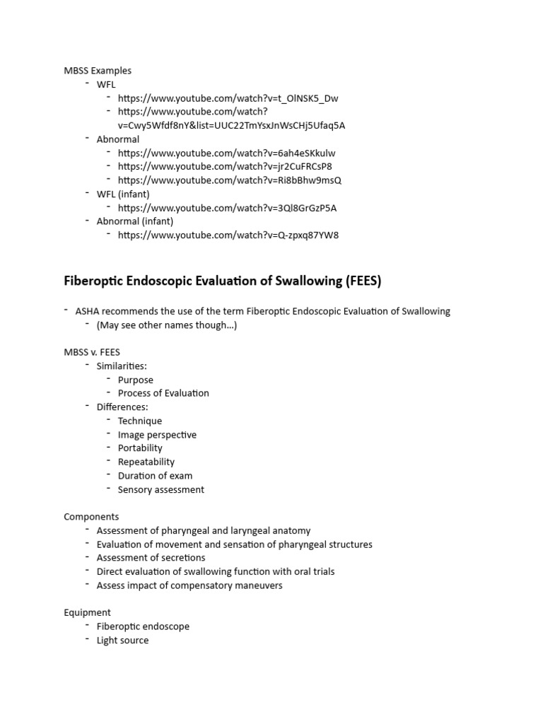 MBSS vs. FEES: Swallowing Assessment Guide | PDF