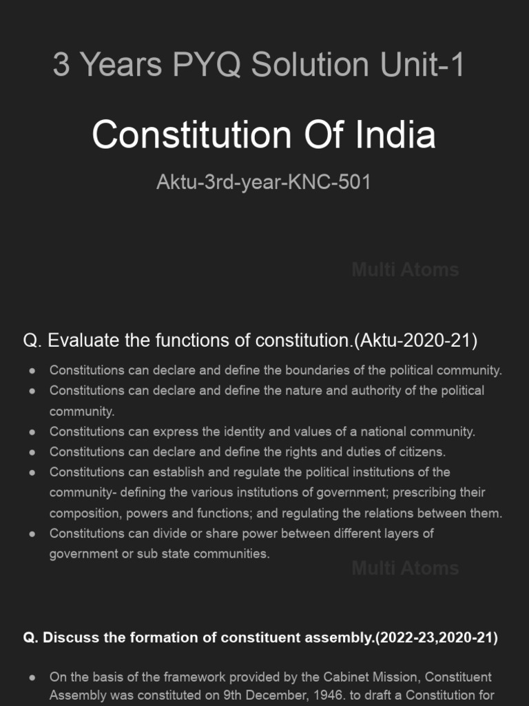 COI Unit 1 by MultiAtoms | PDF | Government | Political Charters