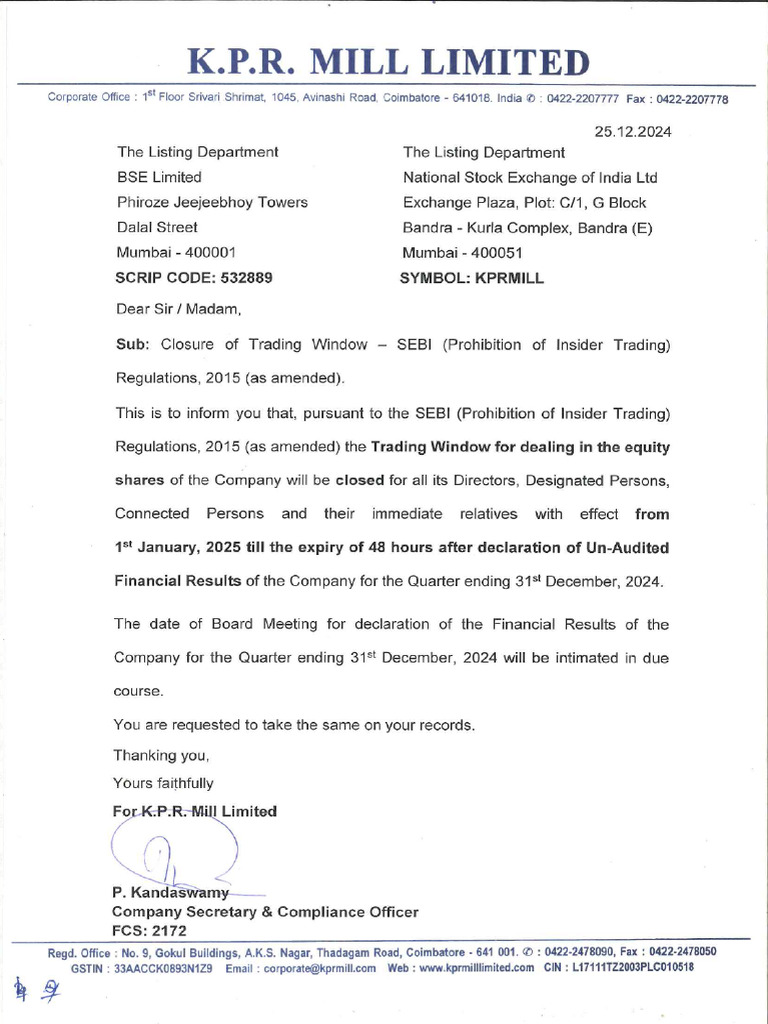 KPR Mill | PDF | Private Sector | Market (Economics)