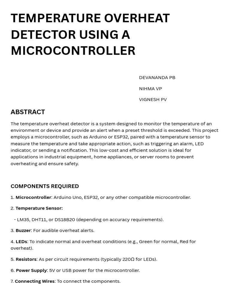 Temperature Overheat Detector Using A Microcontroller 2 | PDF | Sensor | Arduino