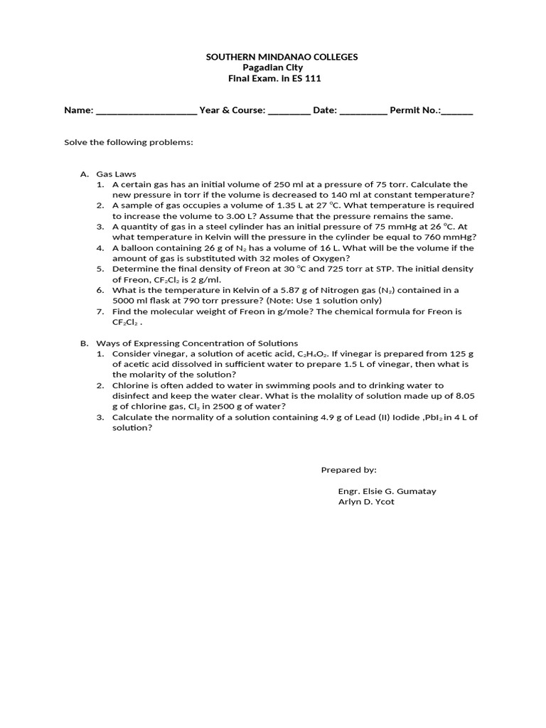 ES 111 Final Exam. New Normal | PDF