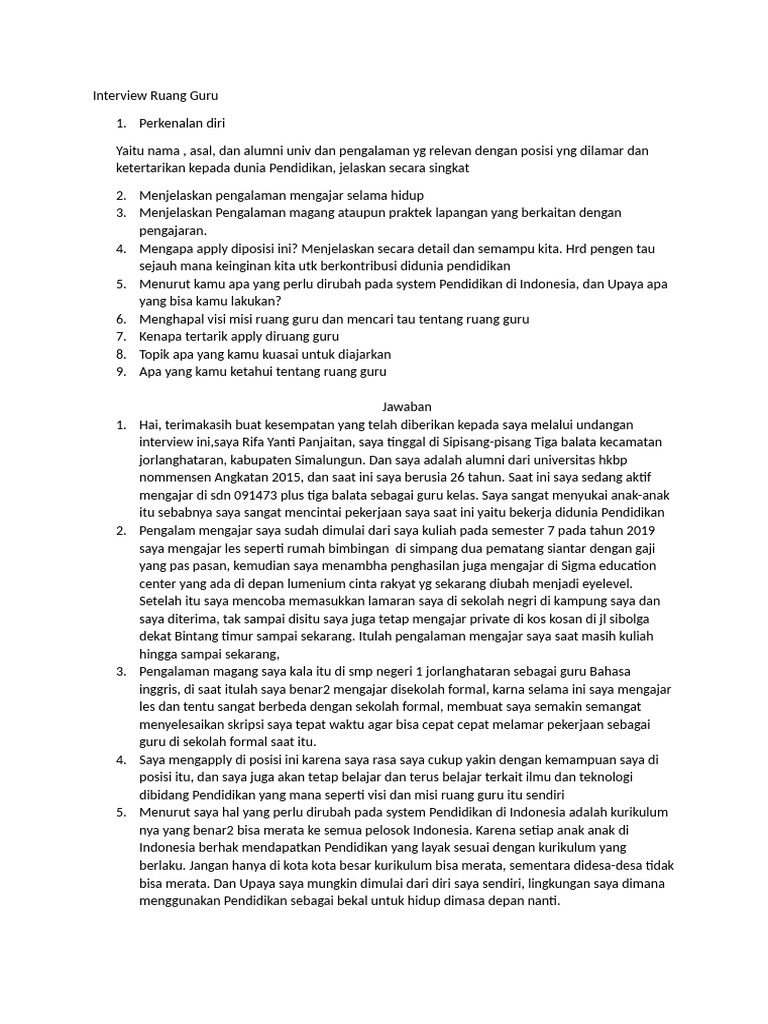 Interview Ruang Guru | PDF