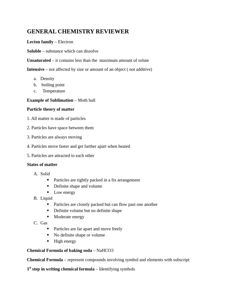 GENERAL CHEMISTRY REVIEWER 2ND Sem | PDF | Chemical Substances | Isotope