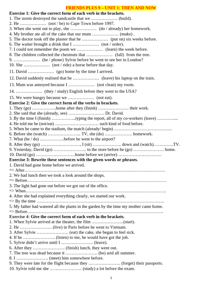 FP 9 - Unit 1 - Exercises - Đề | PDF