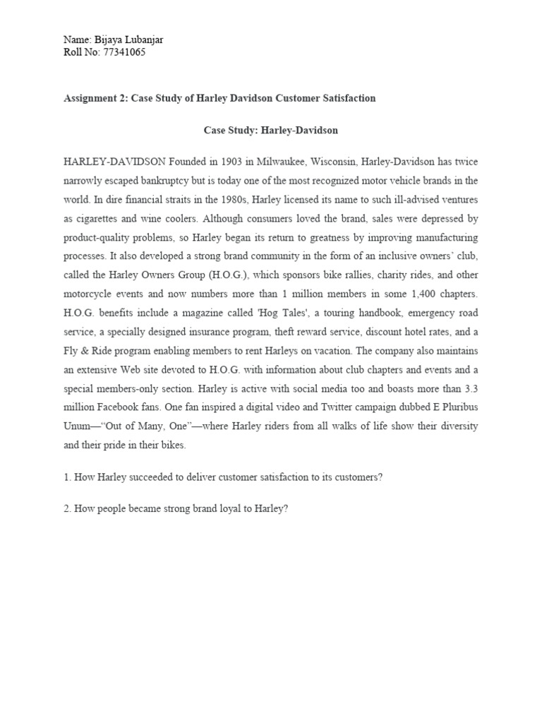 Case Study Harley - Davidson | PDF | Harley Davidson | Marketing