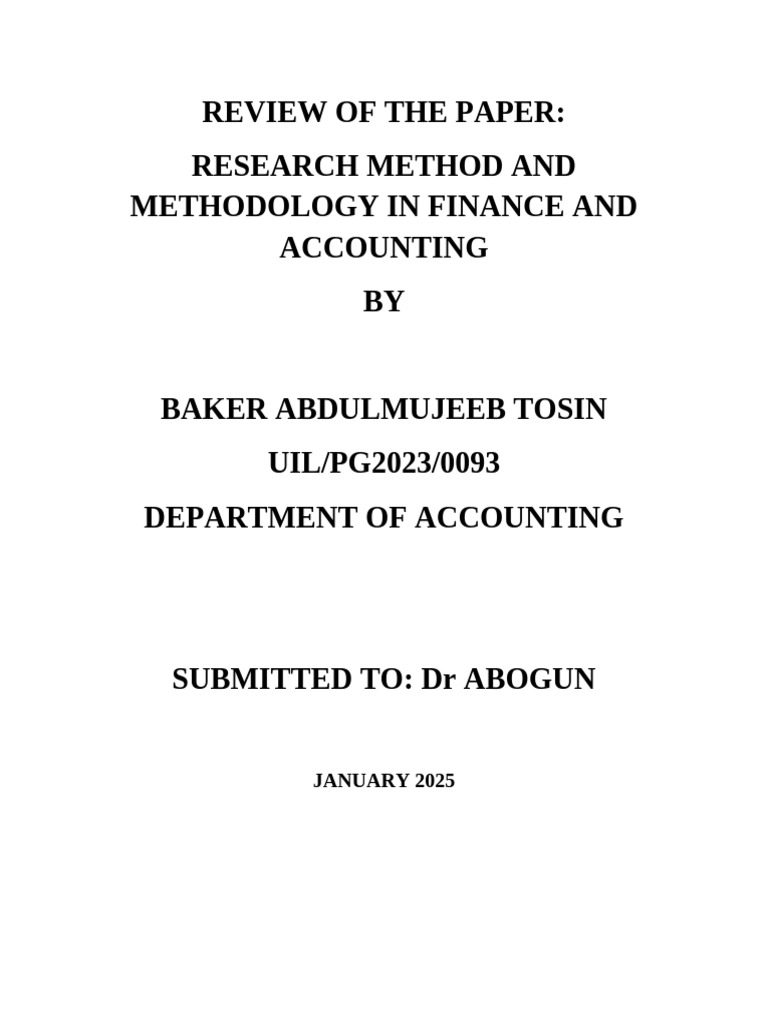 Finance Research Methodologies Review | PDF | Methodology | Scientific ...