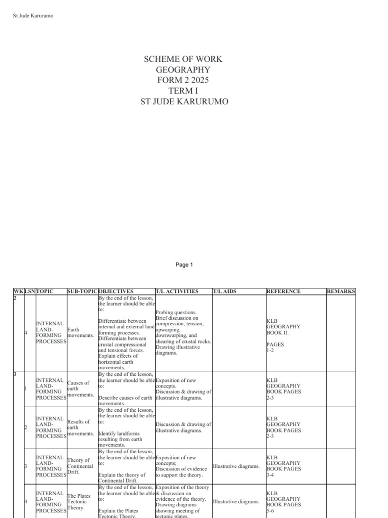 Geography Form 2 Term-I | PDF | Earthquakes | Geology