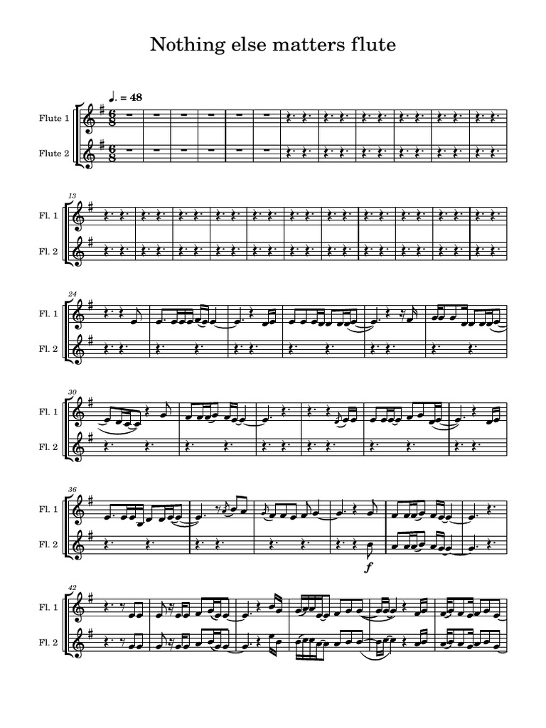 Nothing Else Matters Flute Sheet Music | PDF