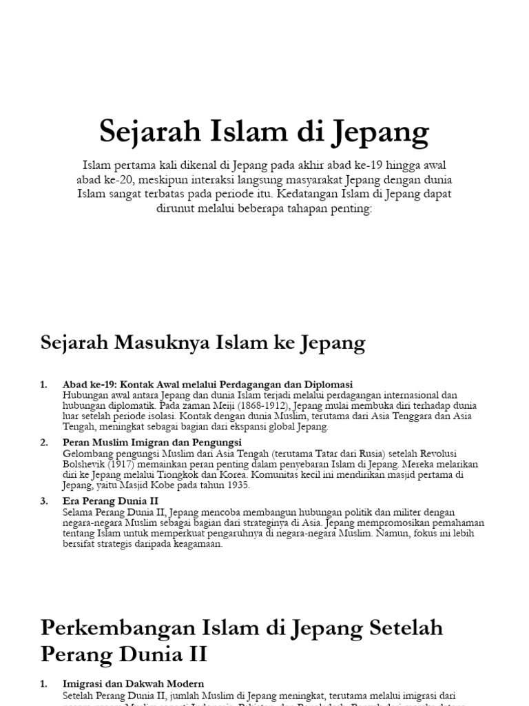 Sejarah Islam Di Jepang | PDF