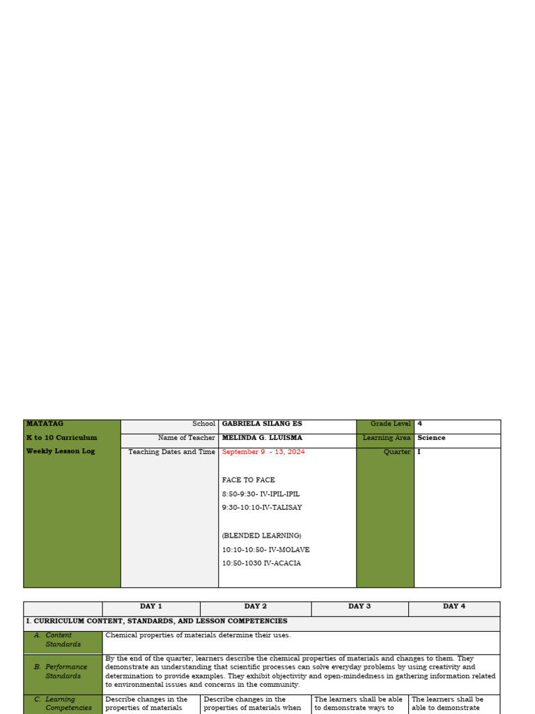 Le g4 Science q1 Wk4 FV | PDF | Learning | Waste