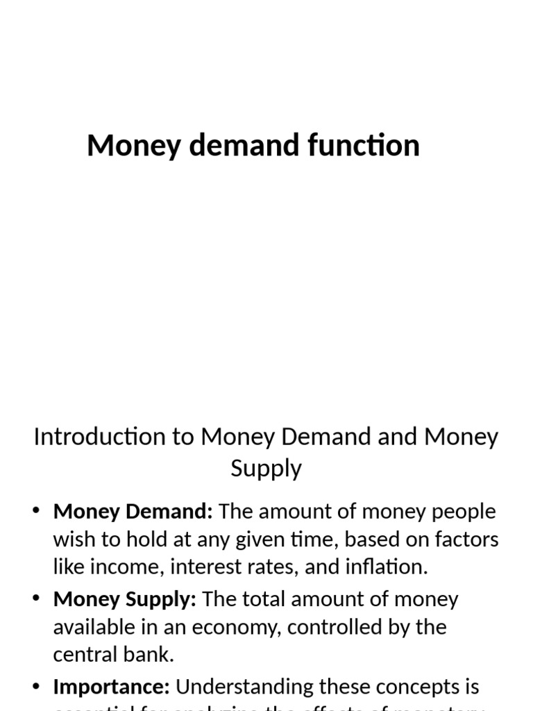 Lect 19 Money Demand Function | PDF | Demand For Money | Demand