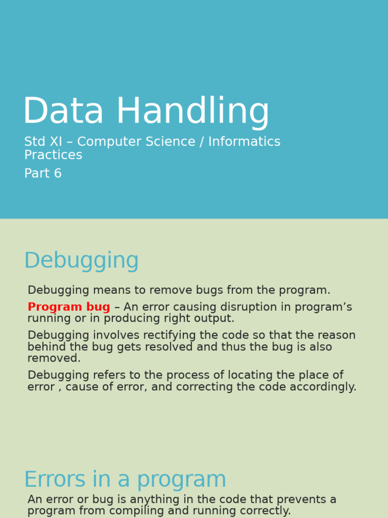 Data Handling Part 6 Ip New | PDF | Debugging | Software Bug
