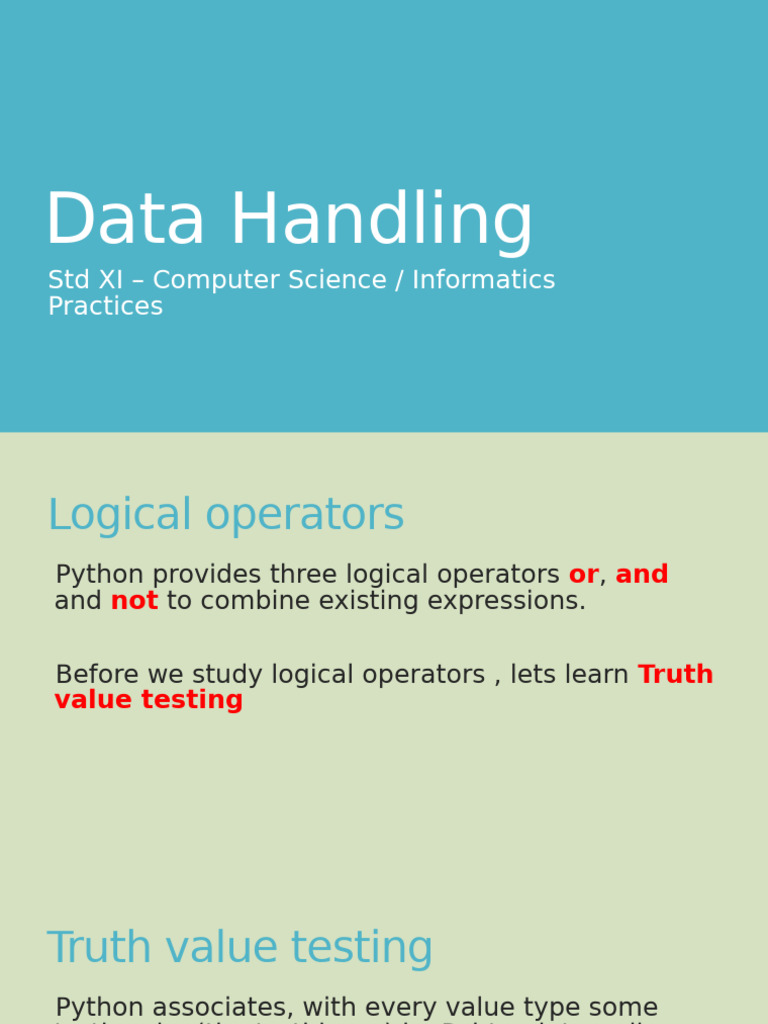 Python Logic for Class XI Students | PDF | Boolean Data Type | Formalism (Deductive)