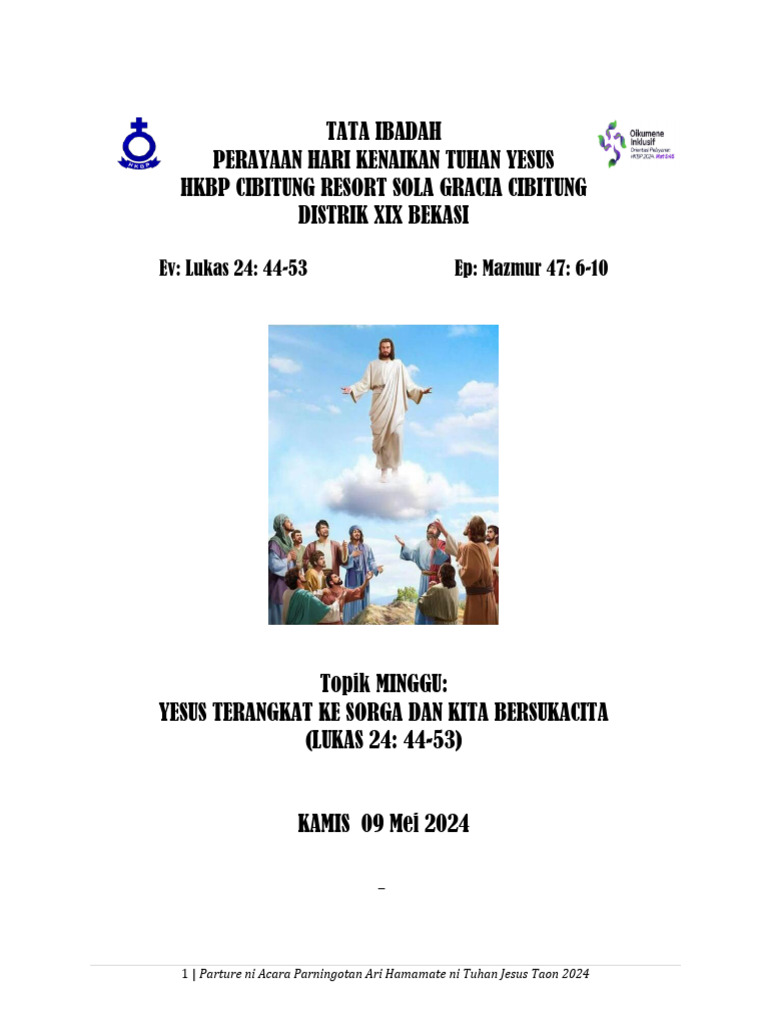 Ibadah Hari Kenaikan Tuhan Yesus 2024 | PDF