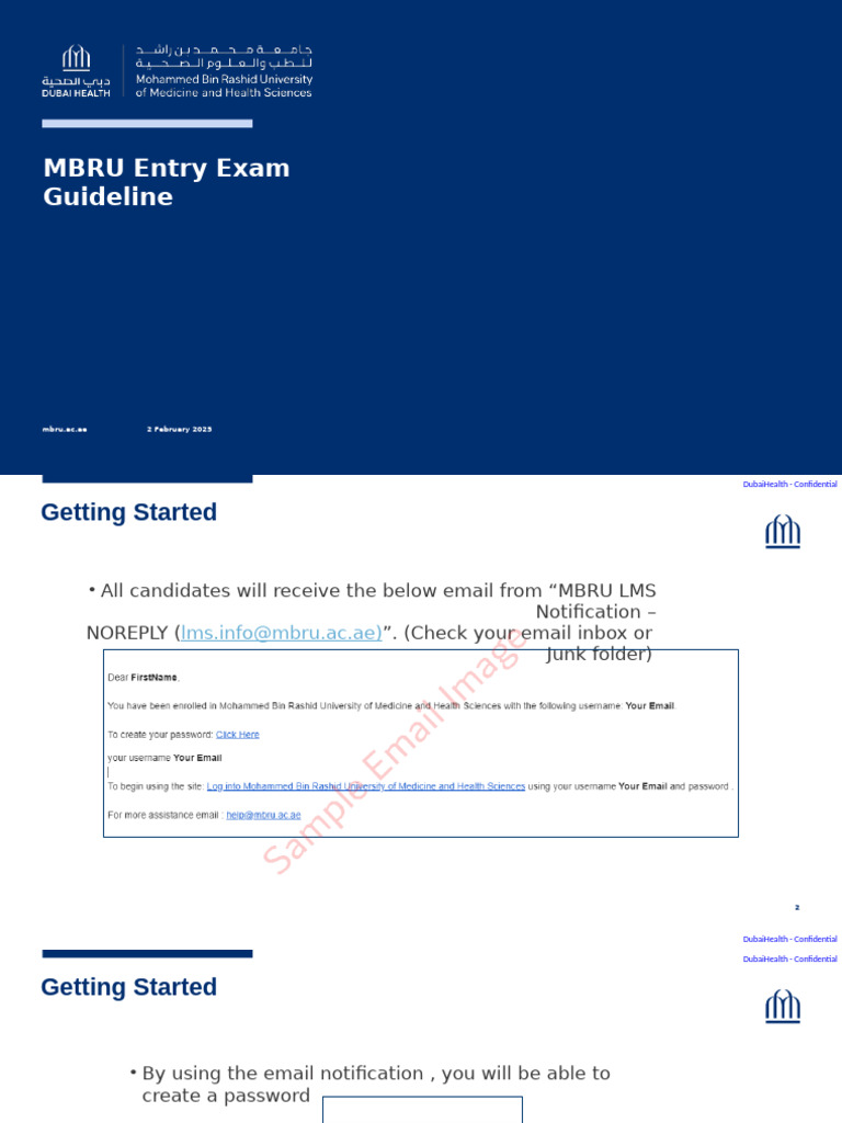 MBRU Entry Exam Guidelines 2025 | PDF | Login | Computer Architecture