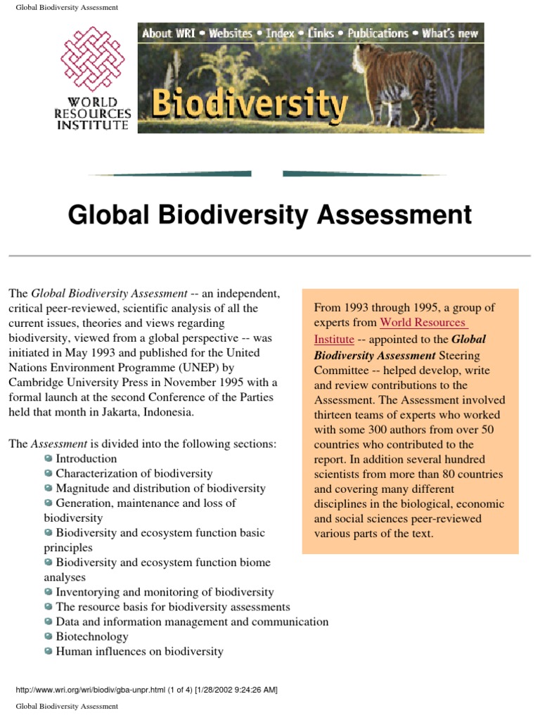 Global Biodiversity Assessment | PDF | Global Environment Facility ...