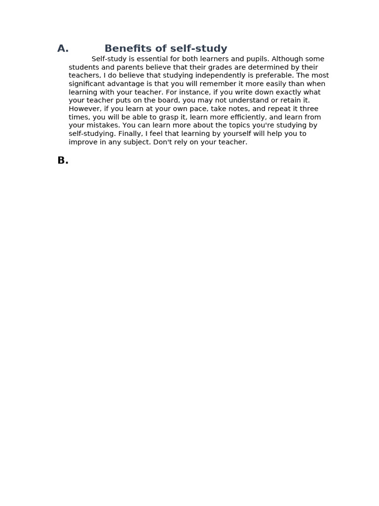 Empowering Students Through Self-Study | PDF