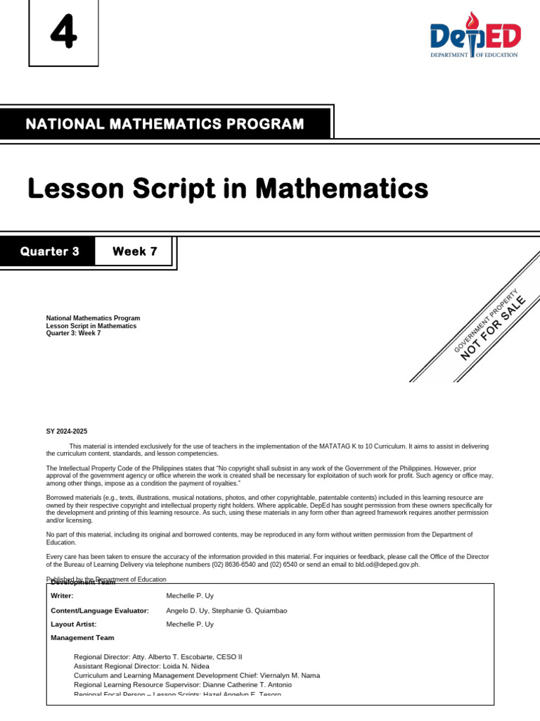 Lesson Script in Mathematics | PDF | Mathematics | Arithmetic