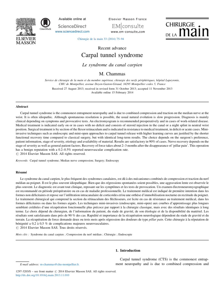 carpal tunnel syndrome pdf | PDF | Carpal Tunnel Syndrome | Hand