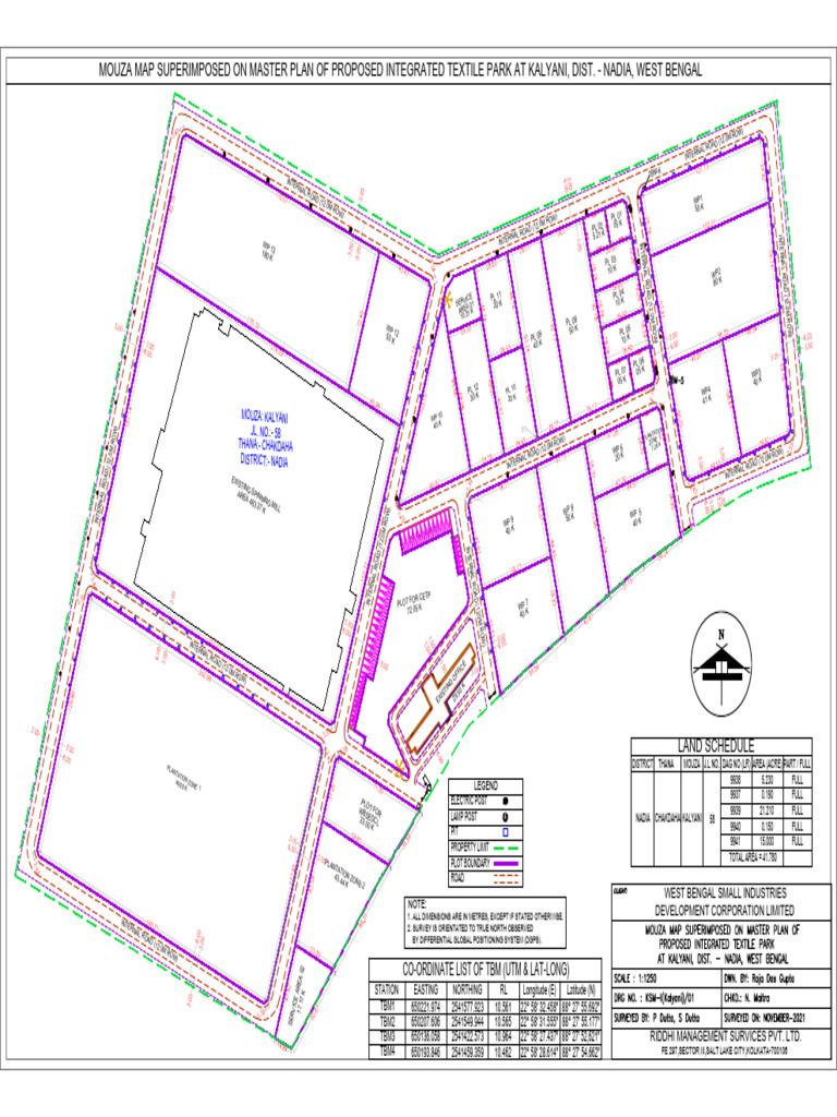 Kalyani Textile Park Internal Road Plan | PDF | Global Positioning ...