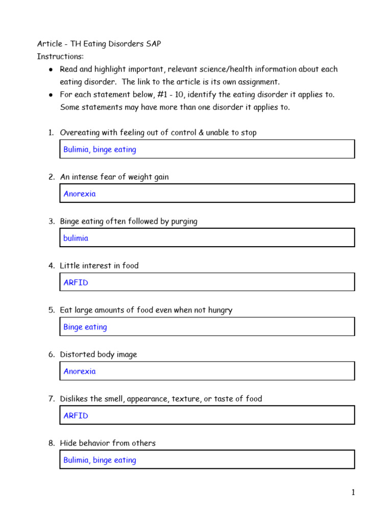 Understanding Eating Disorders: Key Insights | PDF