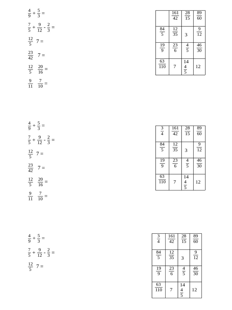Matek 6. Gyak. Törtek | PDF