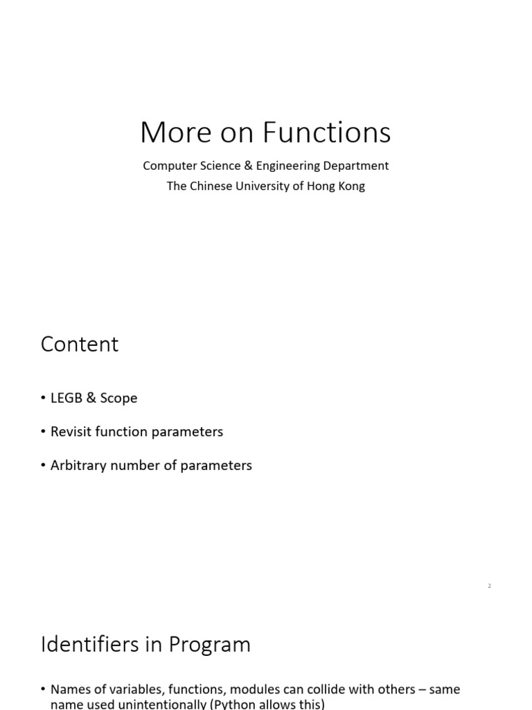 More On Functions | PDF | Scope (Computer Science) | Parameter (Computer Programming)