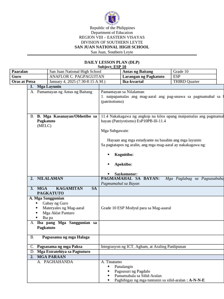 Esp DLP Week 6 Part 1 | PDF