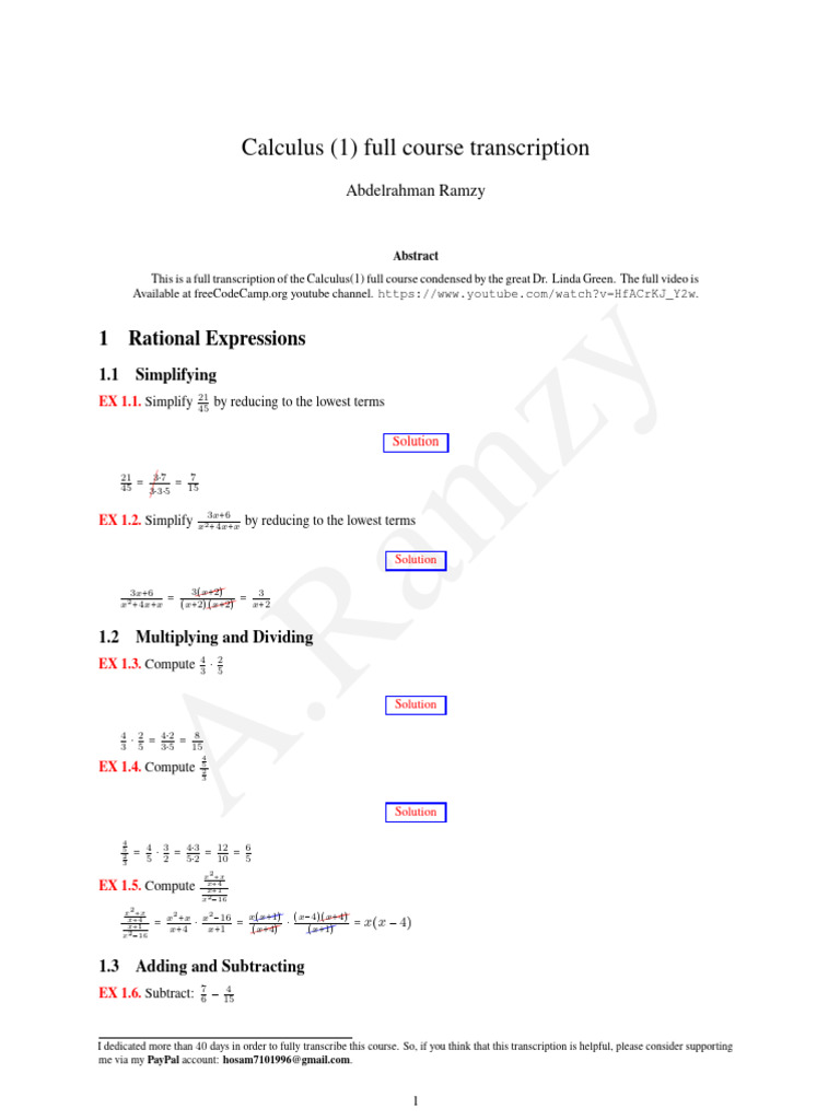 Calculus 1 | PDF | Asymptote | Elementary Mathematics