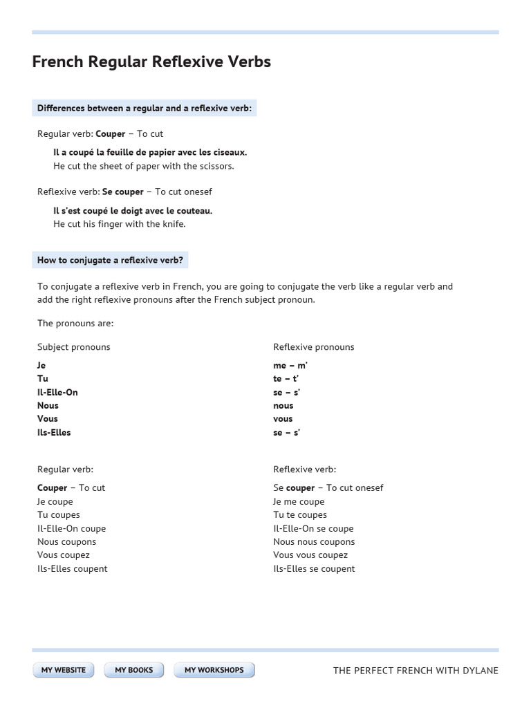 The Perfect French - French Reflexive Verbs | PDF | French Conjugation ...