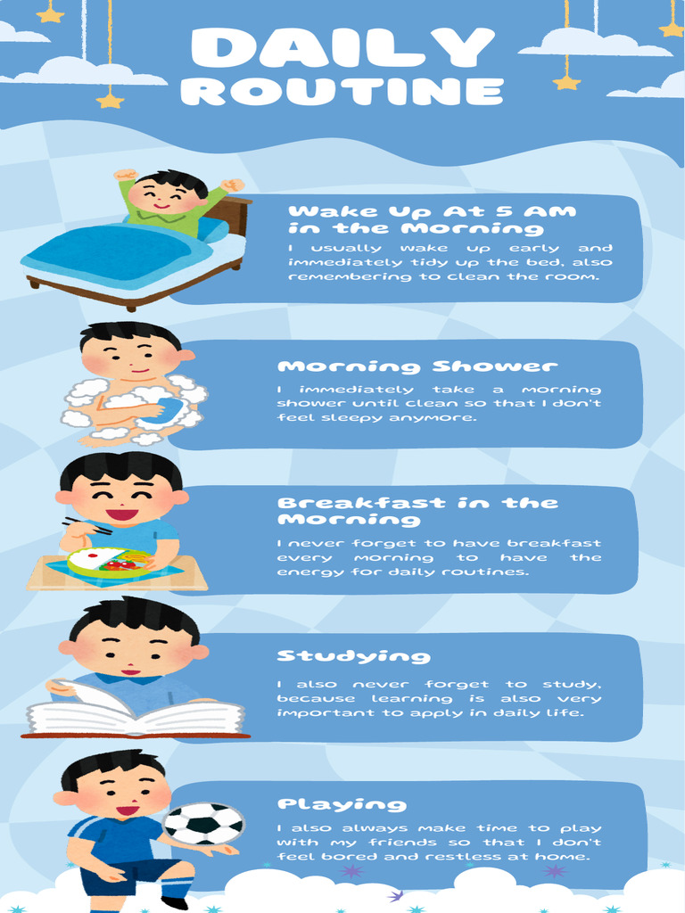 Blue Illustrative Daily Routine Infographic | PDF