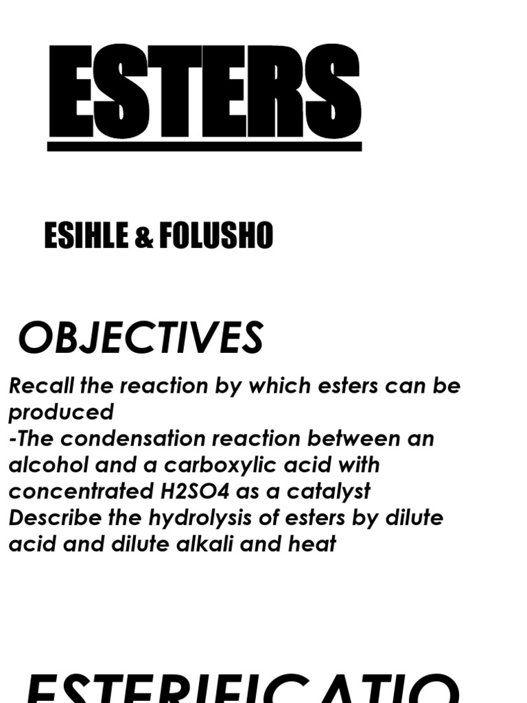 Ester Reactions for Chemistry Students | PDF