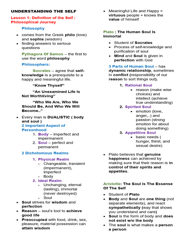 UTS-LESSON-1-4 | PDF | Philosophy Of Self | Soul