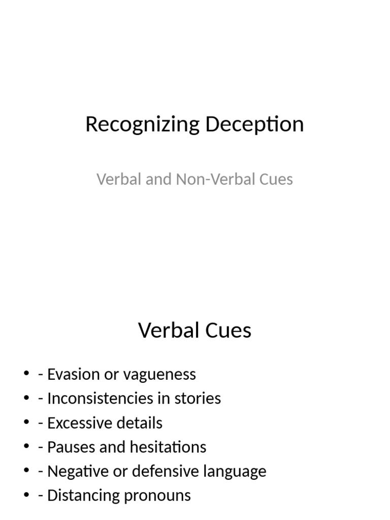 Recognizing Deception | PDF