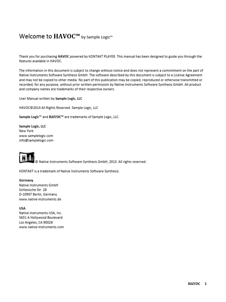 Havoc Manual | PDF | Distortion | Sound Technology