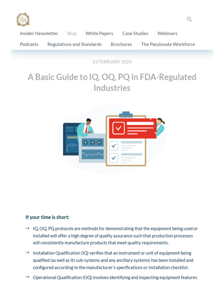 A Basic Guide To IQ, OQ, PQ in FDA-Regulated Industries | PDF ...
