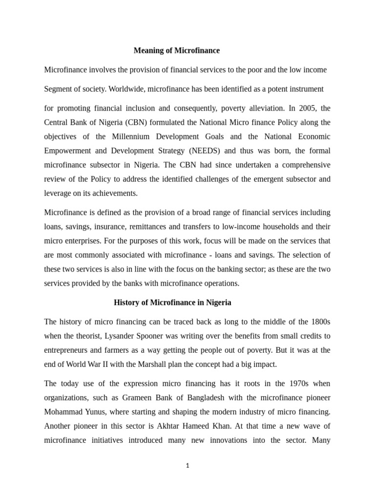 Meaning of Microfinance | PDF | Microcredit | Microfinance