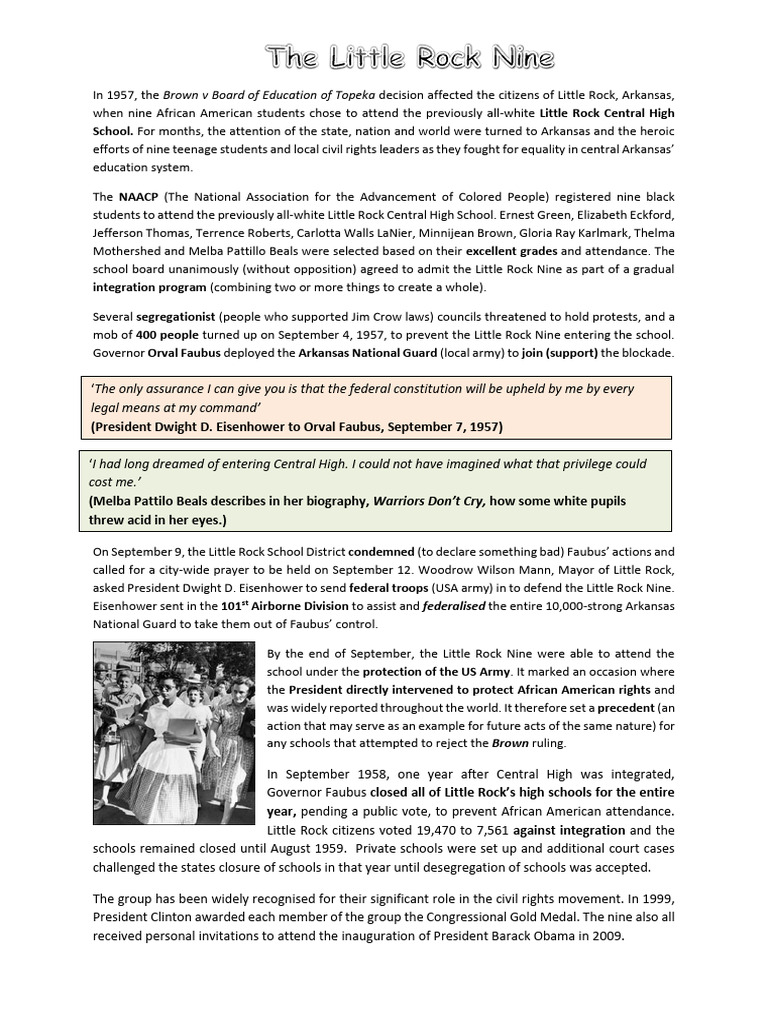 Little Rock Nine MFE | PDF | The United States | Little Rock