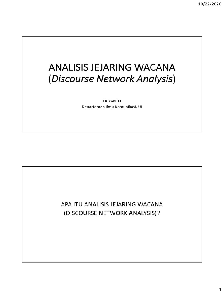 Analisis Jejaring Wacana (Discourse Network Analysis) - Eri Yanto | PDF